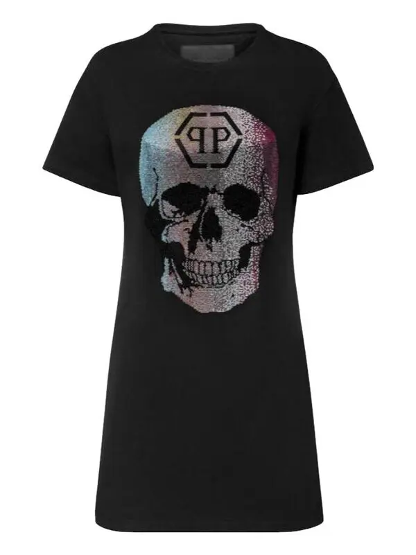 Philipp Plein Skull Logo T-shirt Dress - Black