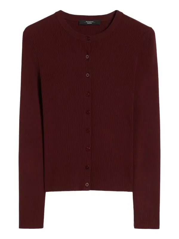 Max Mara Long-sleeved Ribbed Knit Cardigan - Bordeaux Red