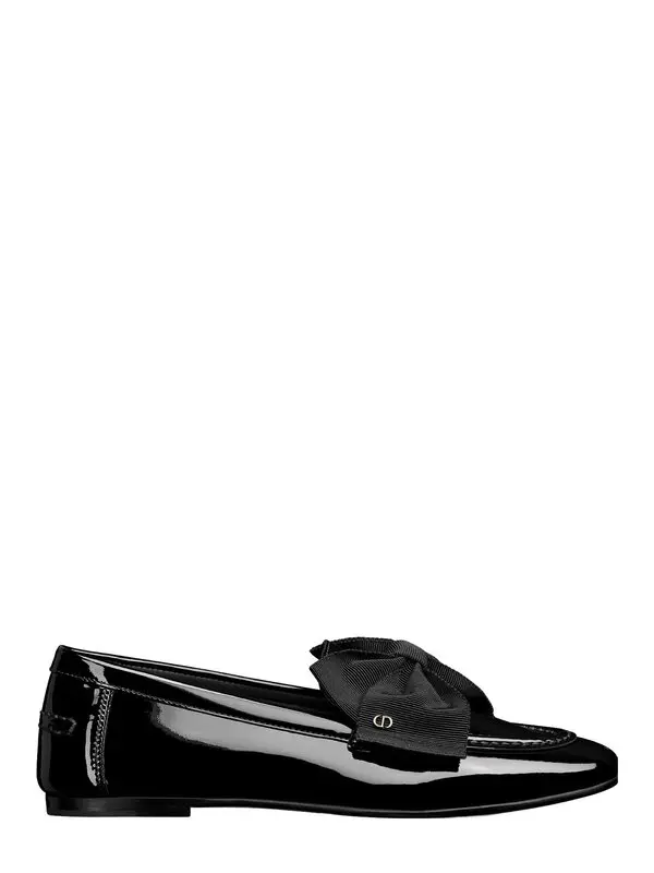 Dior Issimo" Patent Leather Loafers With Grosgrain Bow - Black