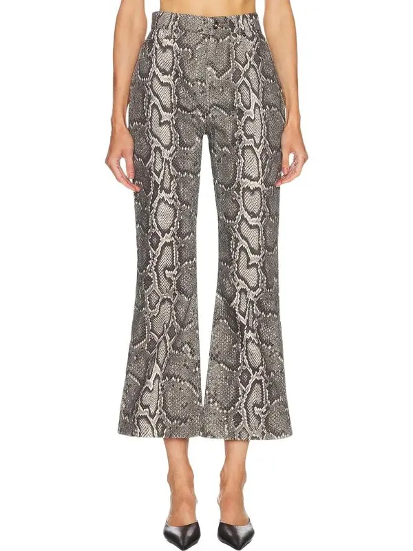 Gabriela Hearst Ezra Snake Print Flared Trousers - Greyscale