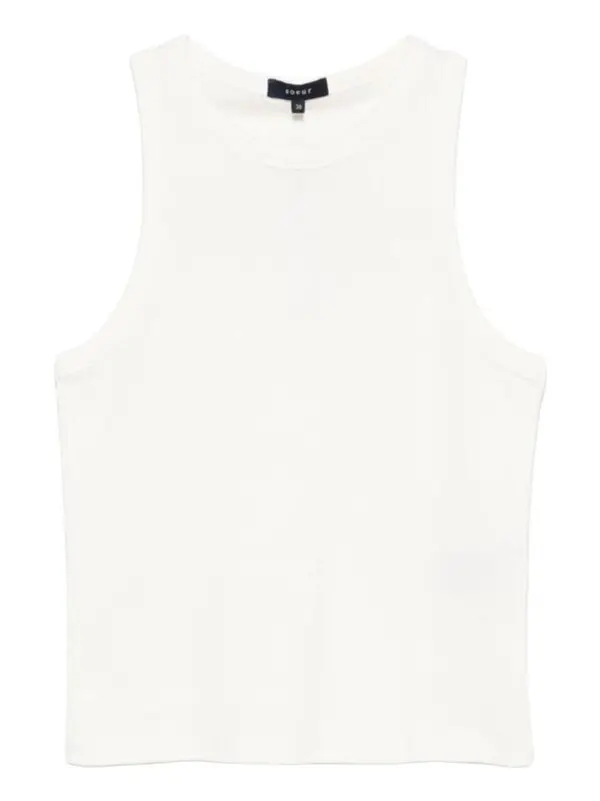 Soeur Sleeveless Round Neck Tank Top With Straight Hem - White