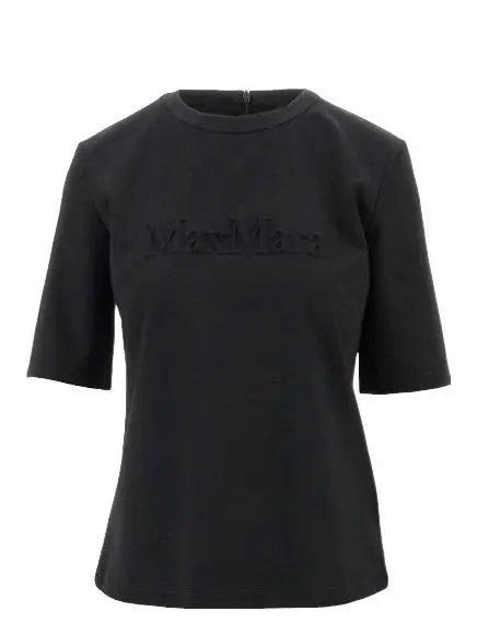 Max Mara Crewneck T-shirt With Zip Detail - Black