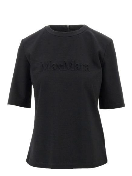 Max Mara Crewneck T-shirt With Logo Detailing - Black