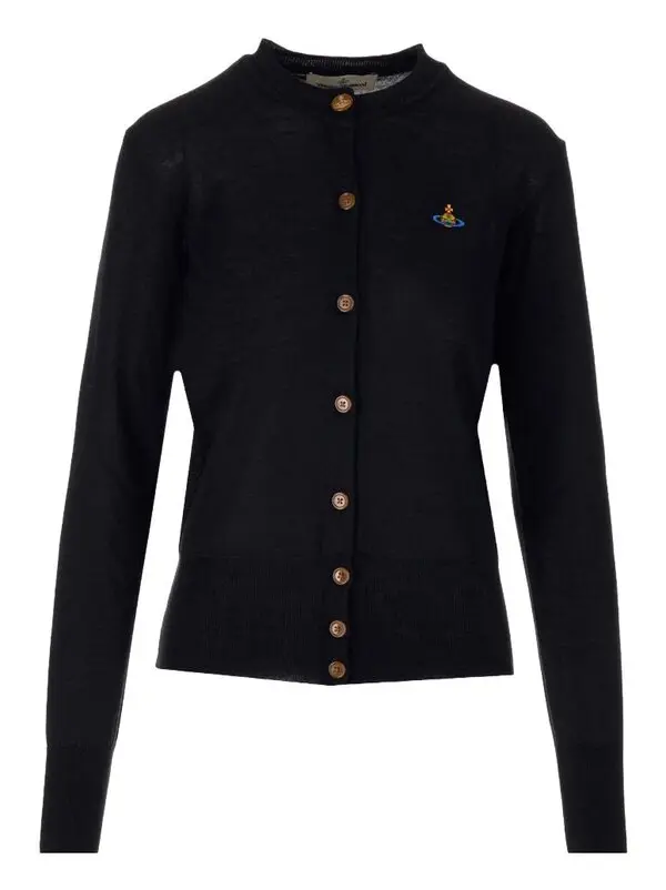 VIVIENNE WESTWOOD Logo Embroidered Cardigan - Black