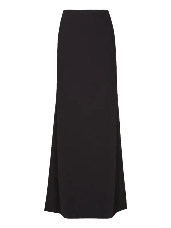 Fendi Logo Embroidered Back Slit Long Skirt - Black