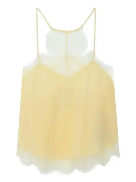 Zadig&Voltaire Claudy Lace-trim Silk Top - Nude