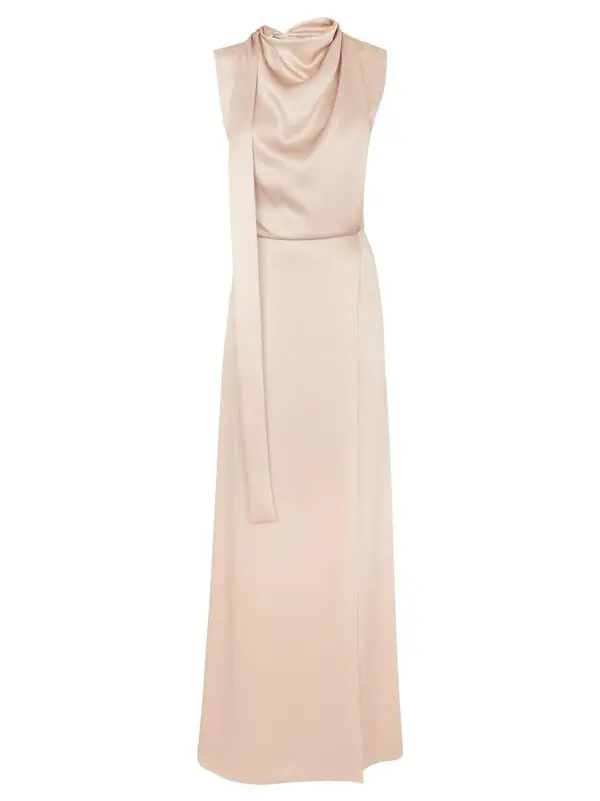 Fendi Sleeveless Draped Maxi Dress - Champagne