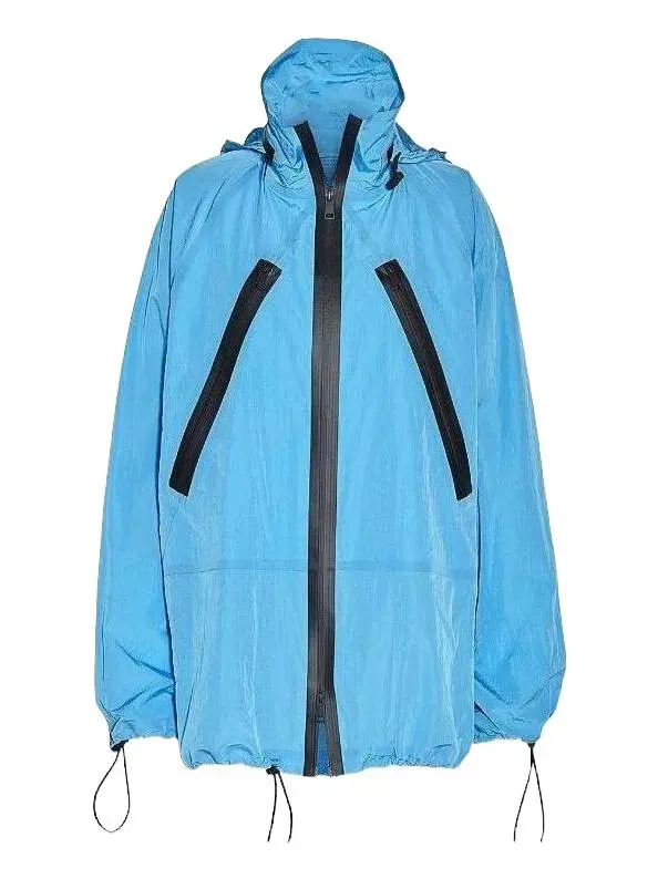 Bottega Veneta Zipped Lightweight Jacket With Drawstring Hood - Blue