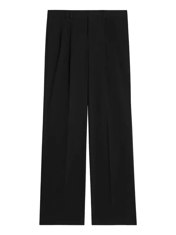 Celine Pleated Cotton Canvas Trousers - Black
