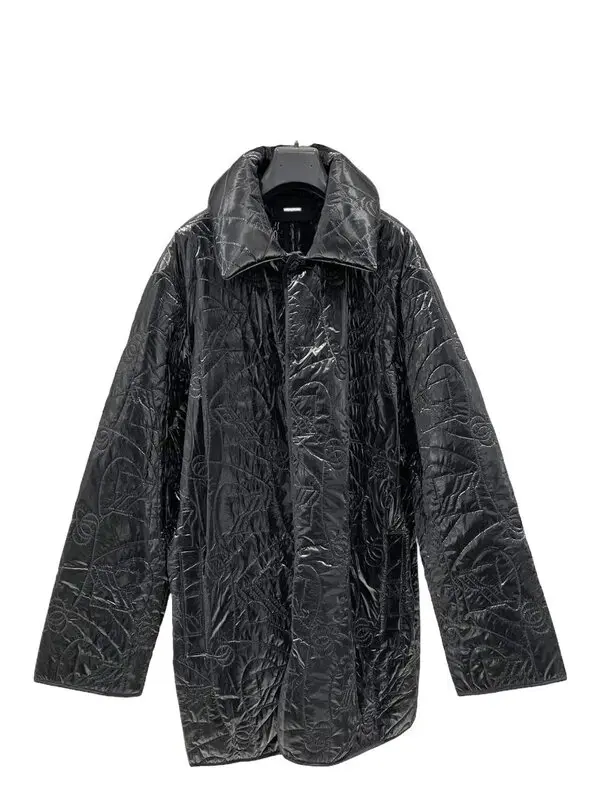 We11Done Quilted Coat With Graphic Pattern - Black