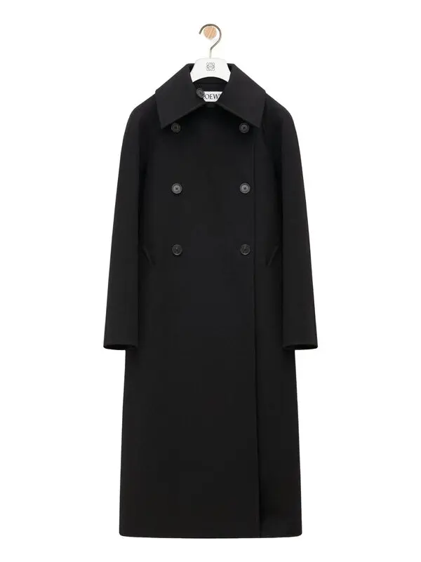 Loewe Double-breasted Wool And Cashmere Coat - Black
