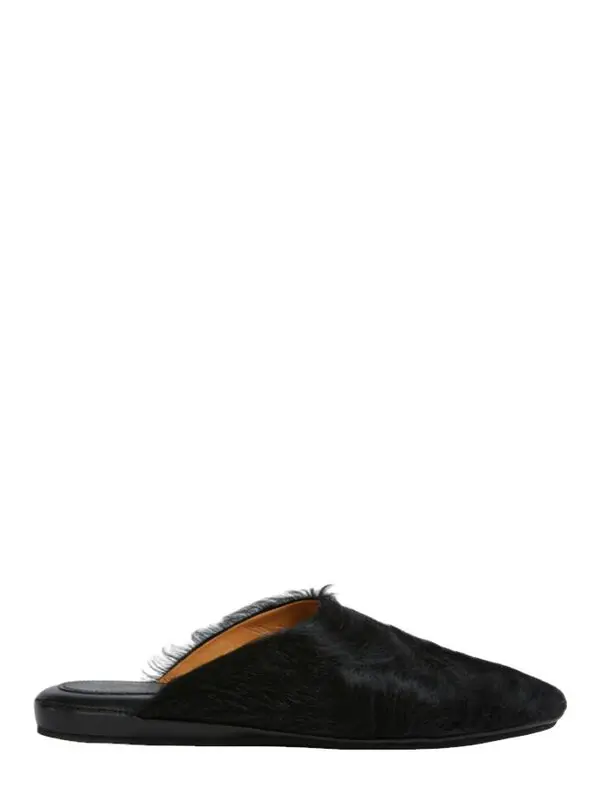 Marni Long-hair Calfskin Sabot - Black