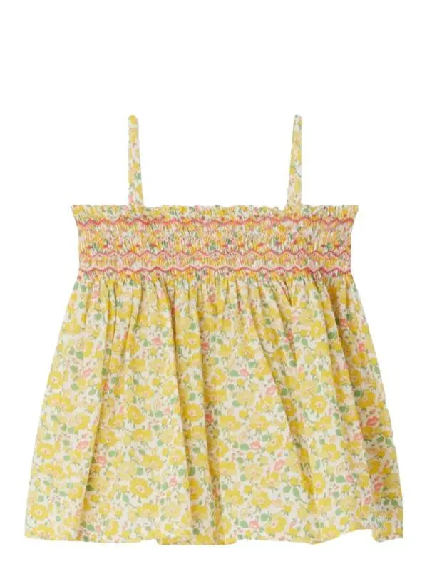 Bonpoint Apolline Printed Top With Hand-embroidery - Nude