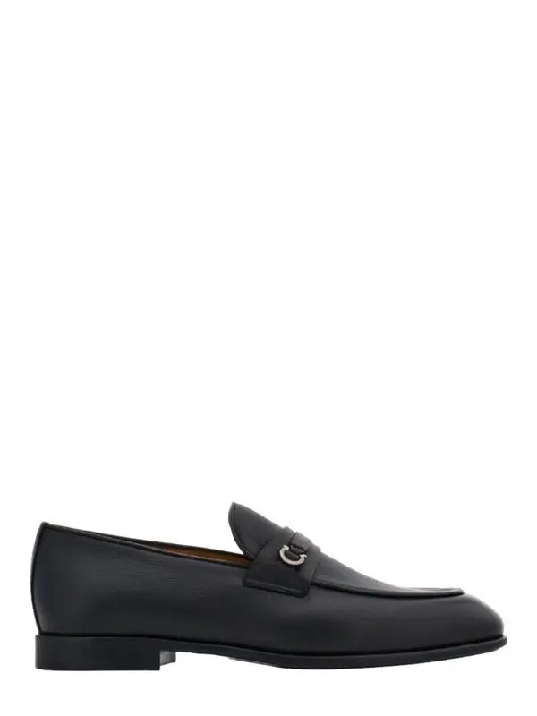 FERRAGAMO Gancini Plaque Slip-on Loafers - Black