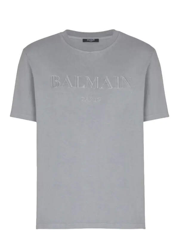 Balmain Logo-embroidered T-shirt - Gray