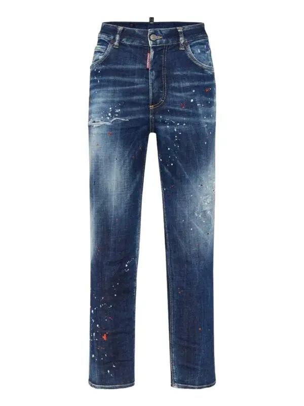 Dsquared2 Distressed Straight-leg Jeans - Navy