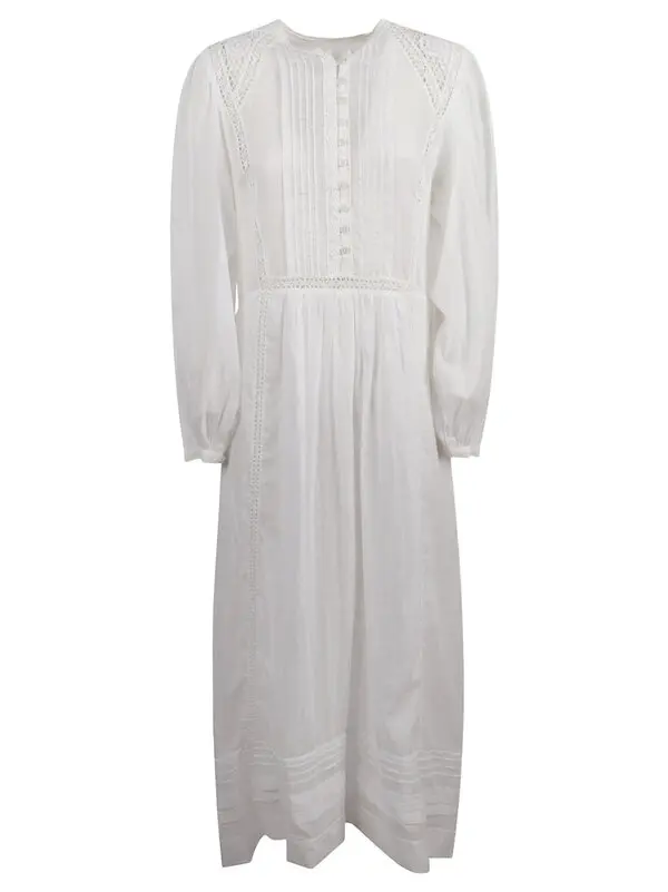 Isabel Marant Étoile Long-sleeved Buttoned Dress With Lace Details - White