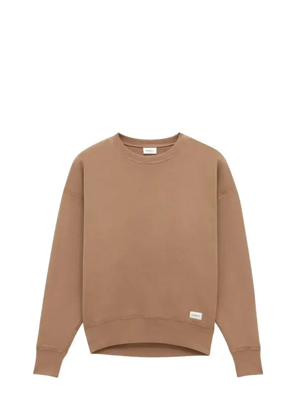 Saint Laurent Crewneck Long-sleeved Sweatshirt With Logo Embellishment - Caramel