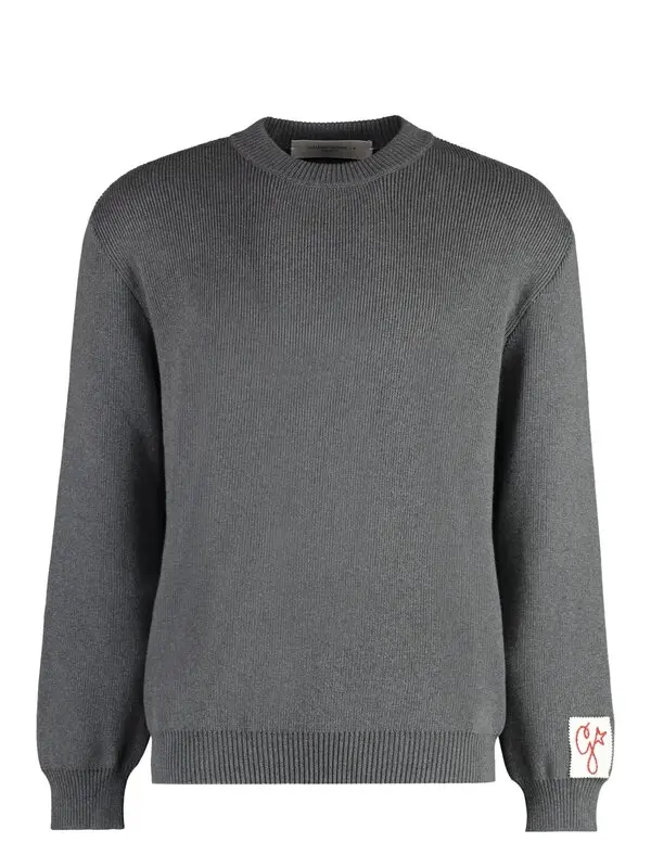 GOLDEN GOOSE Logo Detailed Knitted Pullover - Gray