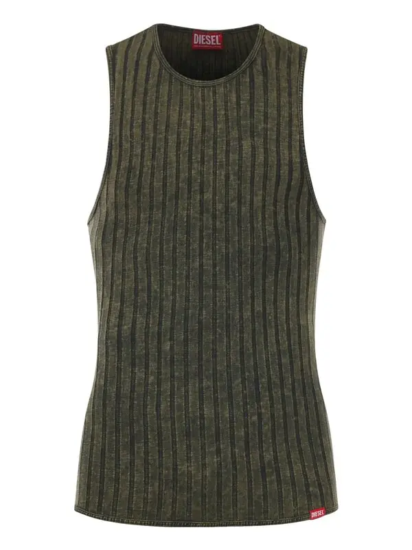 DIESEL® Ribbed Sleeveless Crew Neck Vest - Green