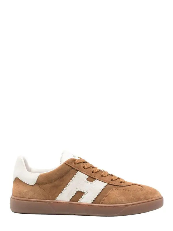 Hogan H647 Logo-patch Round Toe Low-top Sneakers - Brown