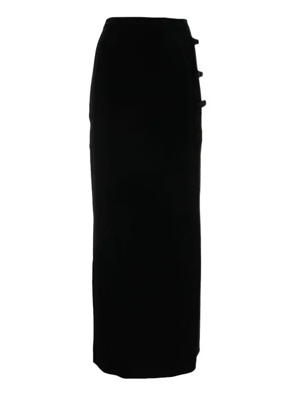 GANNI Velvet Maxi Skirt With Bow Embellishment - Black