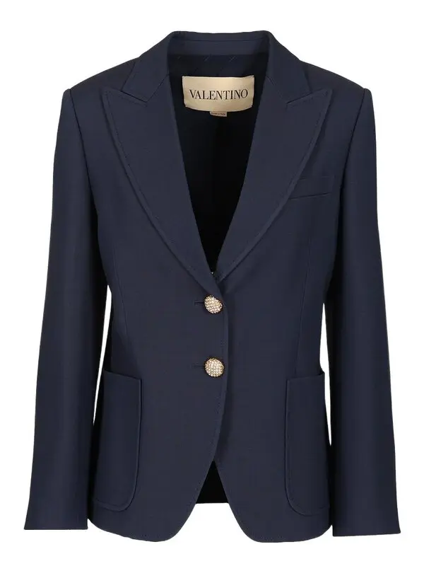 Valentino Garavani Single-breasted Blazer With Patch Pockets - Black