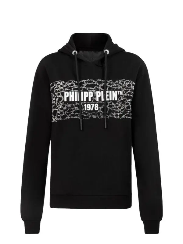 Philipp Plein Logo Detail Hooded Hoodie - Black