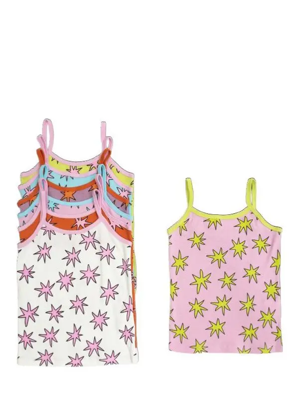 Stella McCartney Star Print Camisoles Set Of Seven - Pink