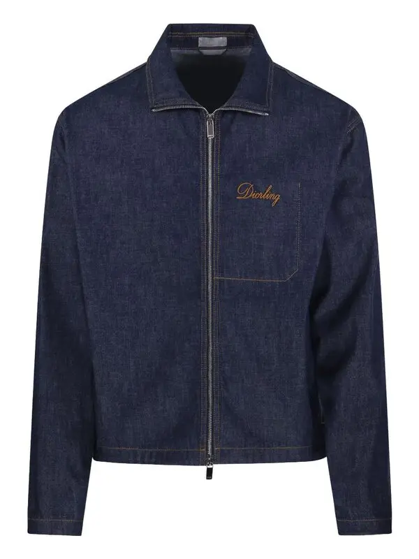 Dior Denim Zip-up Jacket - Blue
