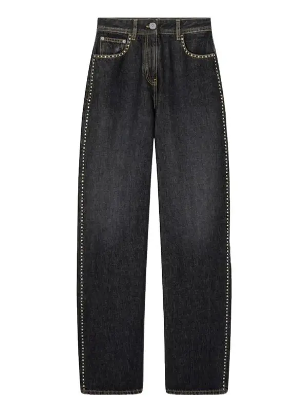 Versace High-waisted Studded Wide-leg Jeans - Black