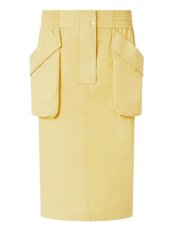 Pinko Cotton Midi Skirt With Patch Pockets And Slit Hem - Rattan Yellow