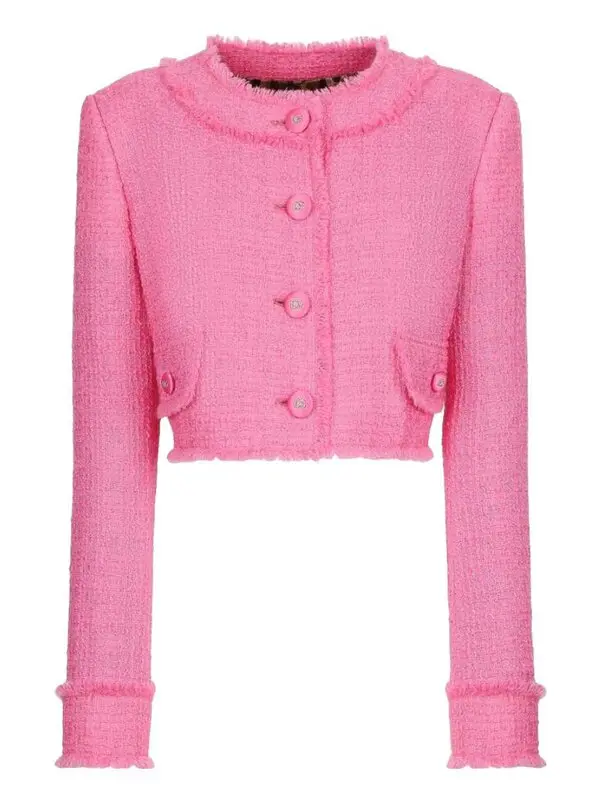 Dolce & Gabbana Cropped Tweed Jacket - Pink