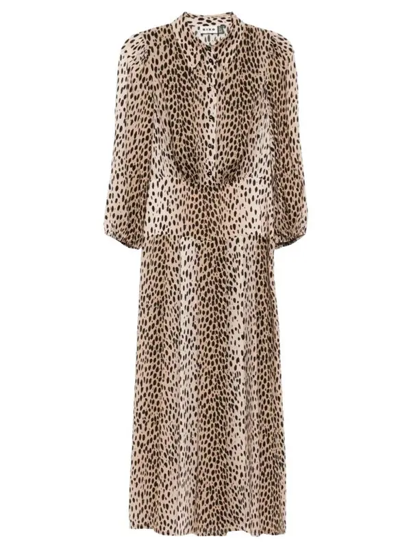 Rixo Izzy Leopard Print Shirt Dress - Nude