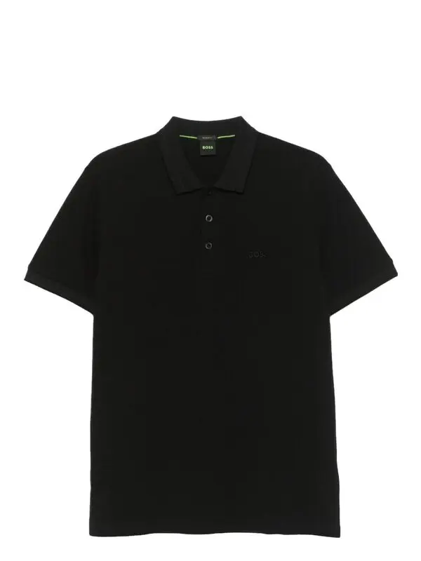 Hugo Boss Logo Embroidered Short-sleeved Polo Shirt - Black