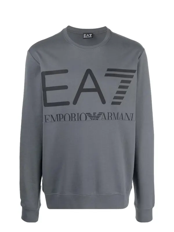 EA7 Logo-print Cotton Sweatshirt - Gray