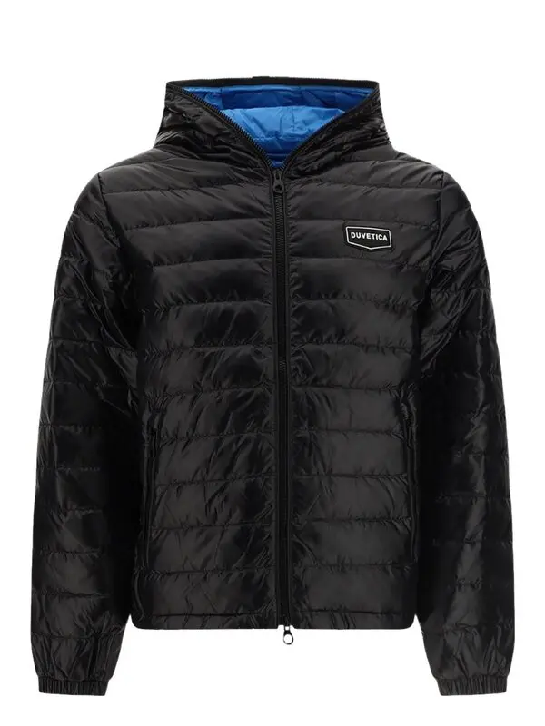 Duvetica Logo Patch Hooded Down Jacket - Black