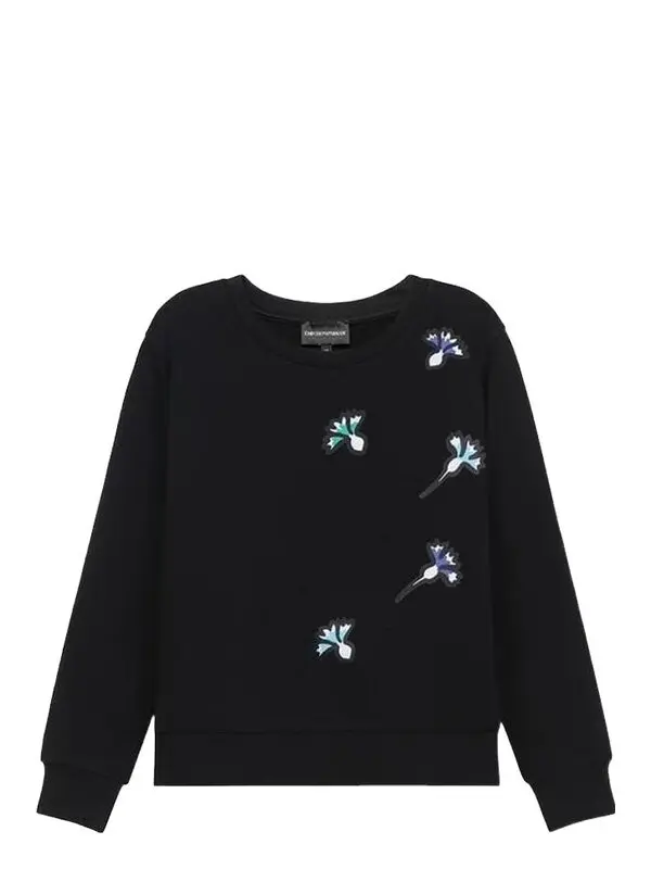 Emporio Armani Long Sleeve Sweater With Applique Detail - Black