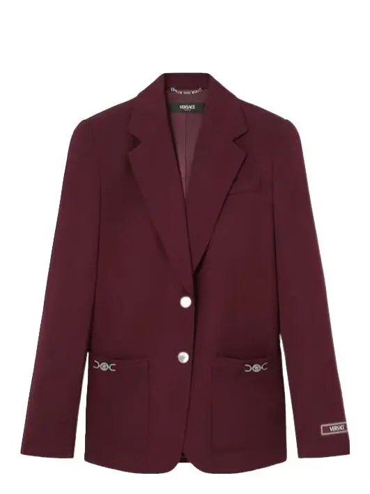 Versace Single-breasted Tailored Blazer With Notched Lapel - Burgundy