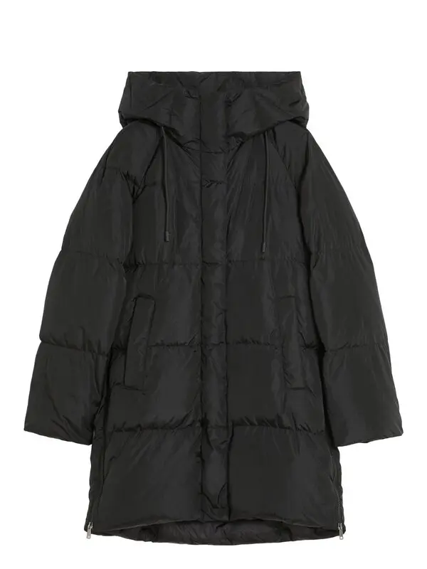 Max Mara High Neck Drawstring Coat - Black