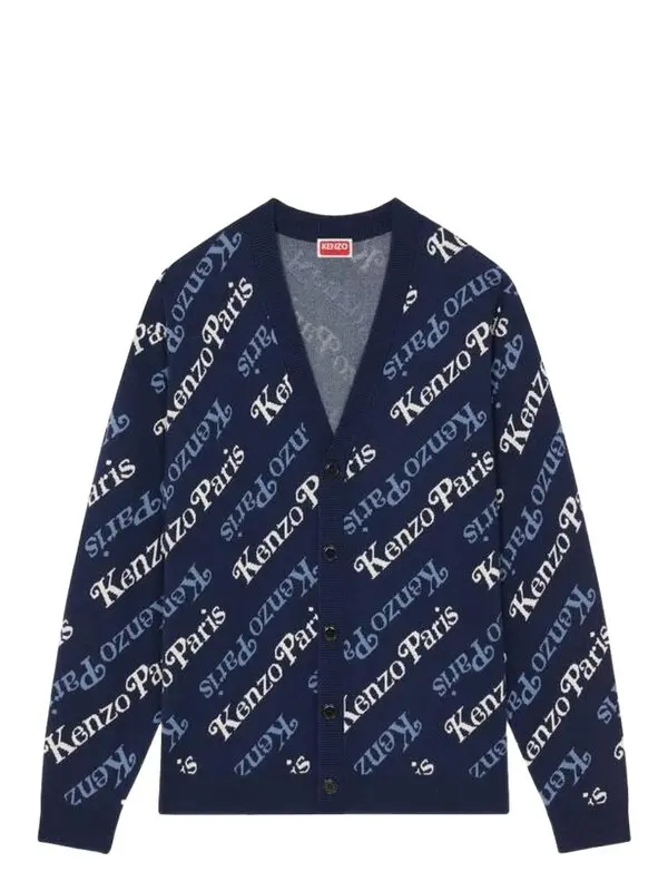 Kenzo All-over Monogram V-neck Cardigan - Black