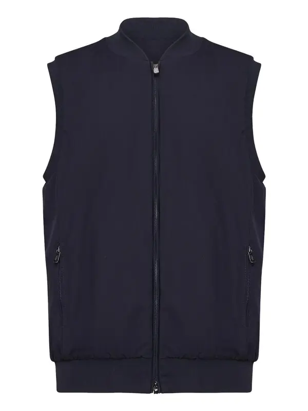 Fedeli Sleeveless Zip-up Vest - Blue