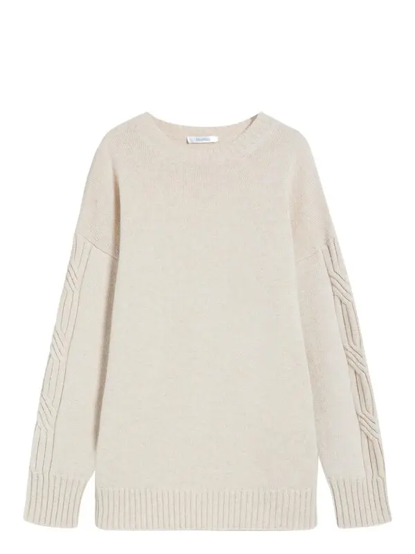 Max Mara Crewneck Jumper With Textured Sleeves - Beige
