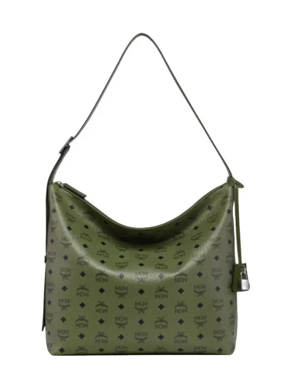 Mcm Large Hobo Visetos Monogram Shoulder Bag - Green