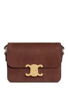 Celine Teen Triomphe Bag In Grained Nubuck Calfskin - Chestnut Color