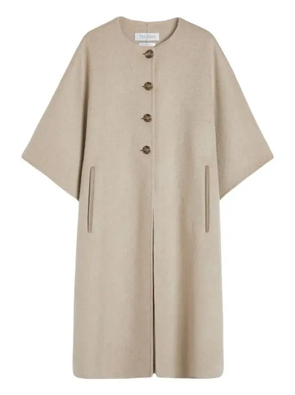 Max Mara Short-sleeved Crewneck Coat - Sand