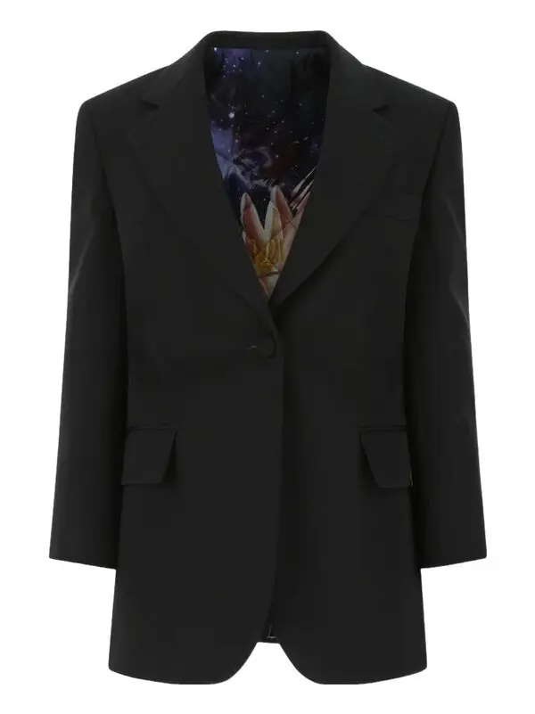LANVIN Single-breasted Blazer With Logo Lapel - Black
