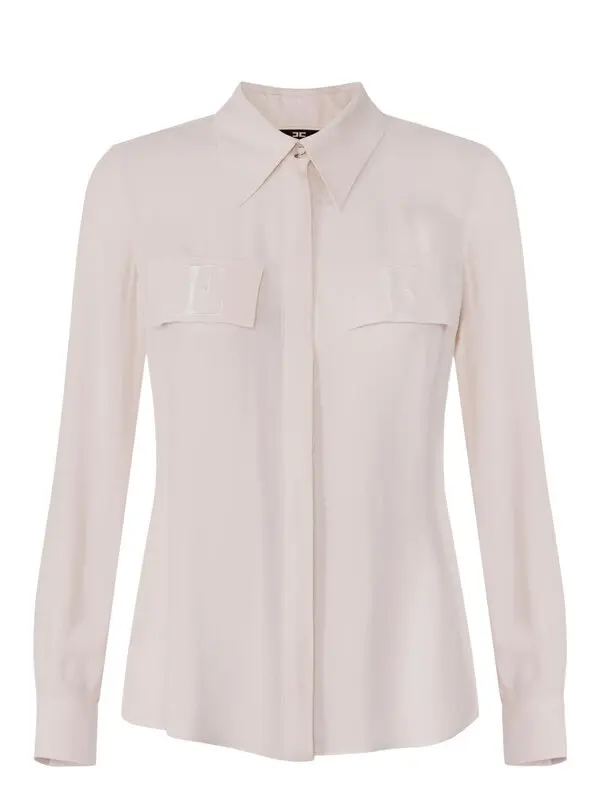 Elisabetta Franchi Logo Embroidered Georgette Shirt - White