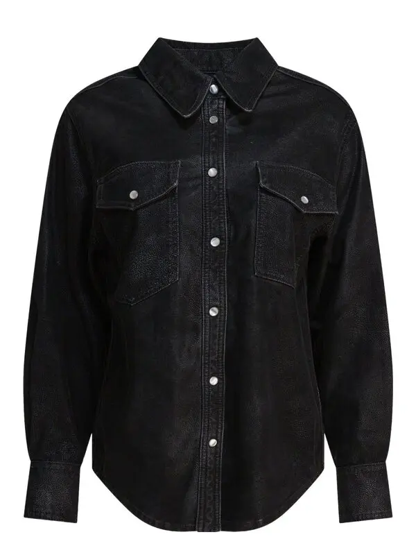 Isabel Marant Étoile Leather-texture Flap-pocket Shirt - Black