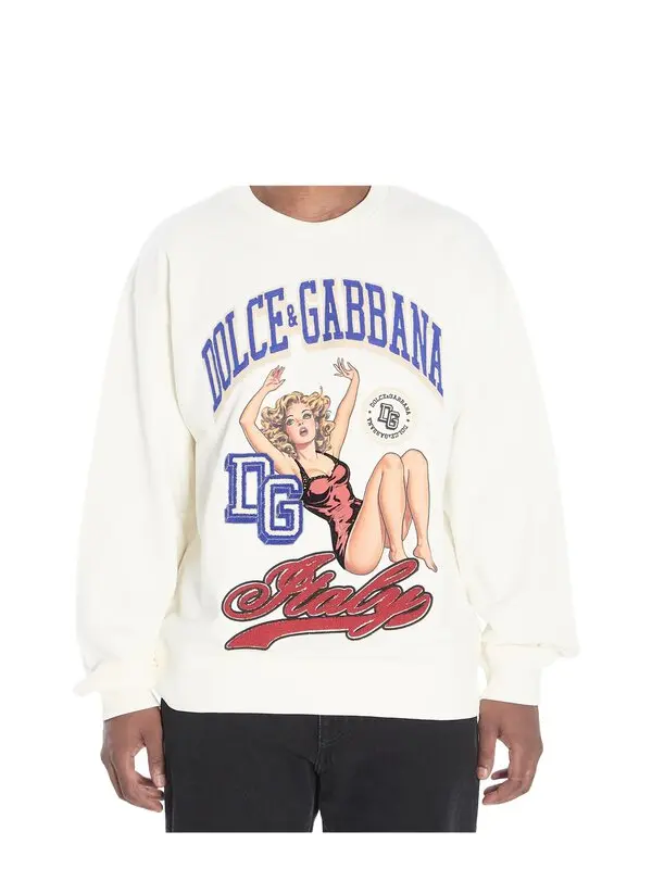 Dolce & Gabbana Cotton Graphic-print Sweatshirt - Ivory
